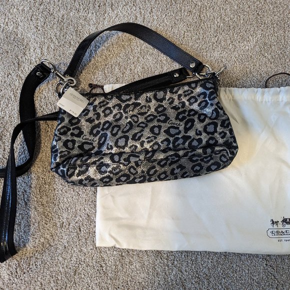 Coach | Bags | New Coach Ocelot Black Silver Metallic Demi Crossbody ...